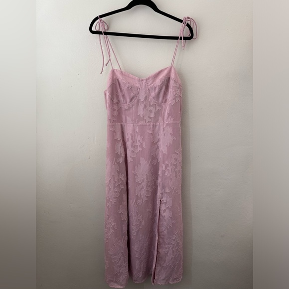 Dresses Loveliest Looks Blush Pink Floral Jacquard Tiestrap Midi
